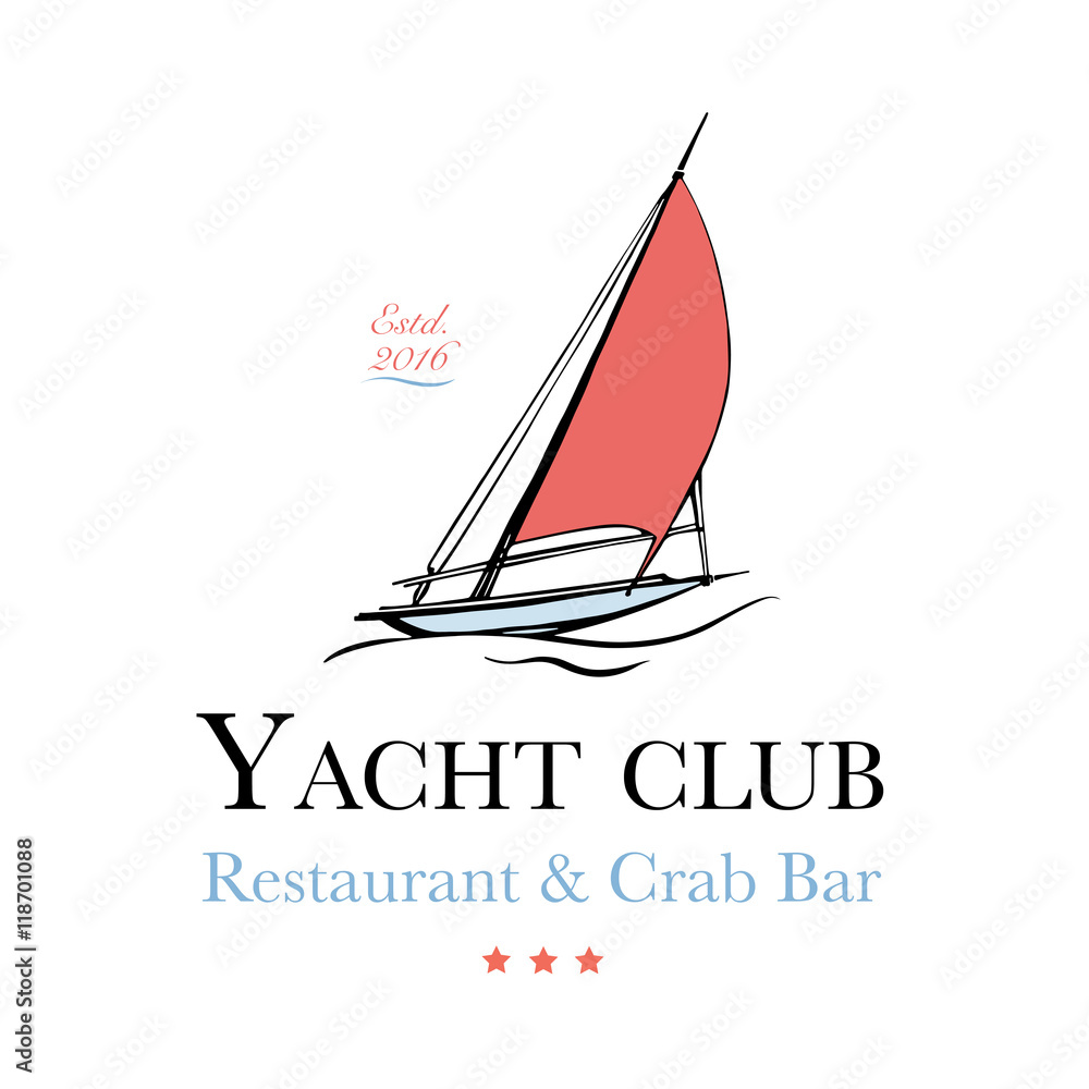 Vetor de Seafood restaurant and seafood menu identity - Logo with yacht ...