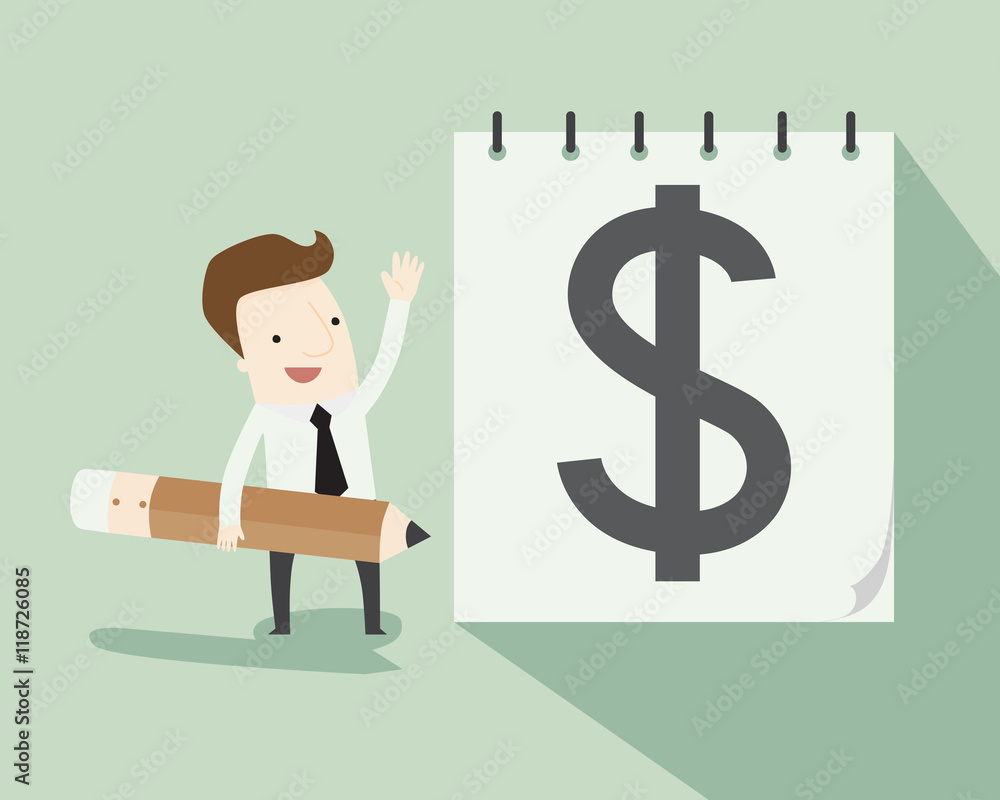 Write to get money ,vector illustration cartoon Stock Vector | Adobe Stock