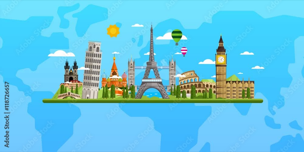 Welcome to Europe, travel on the world concept, traveling background ...