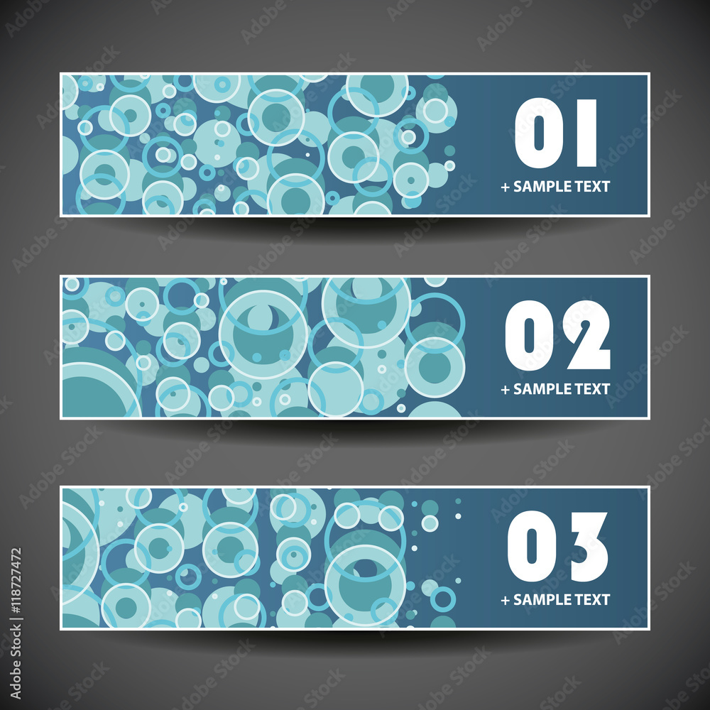Colorful Vector Set of Three Header Designs with Dots and Circles Stock ...