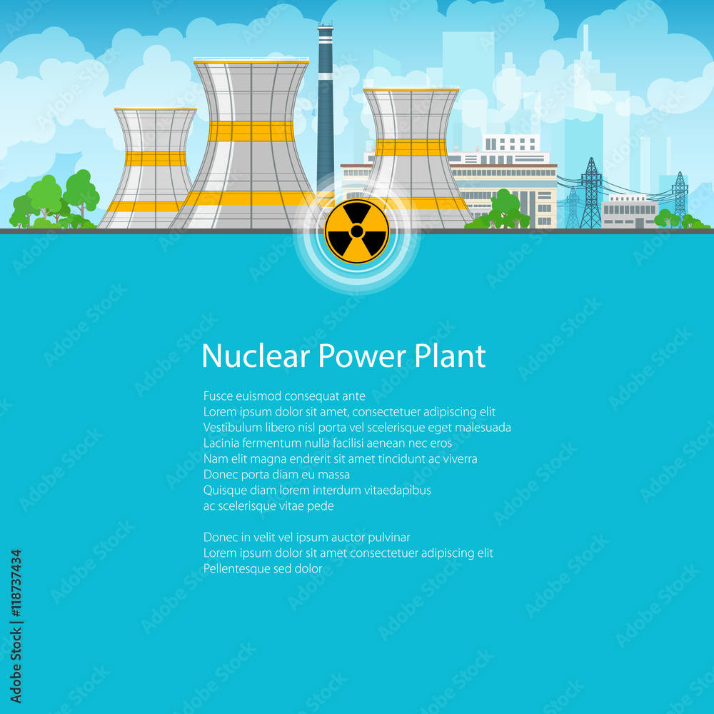 Nuclear Power Plant on the Background of the City , Thermal Power ...
