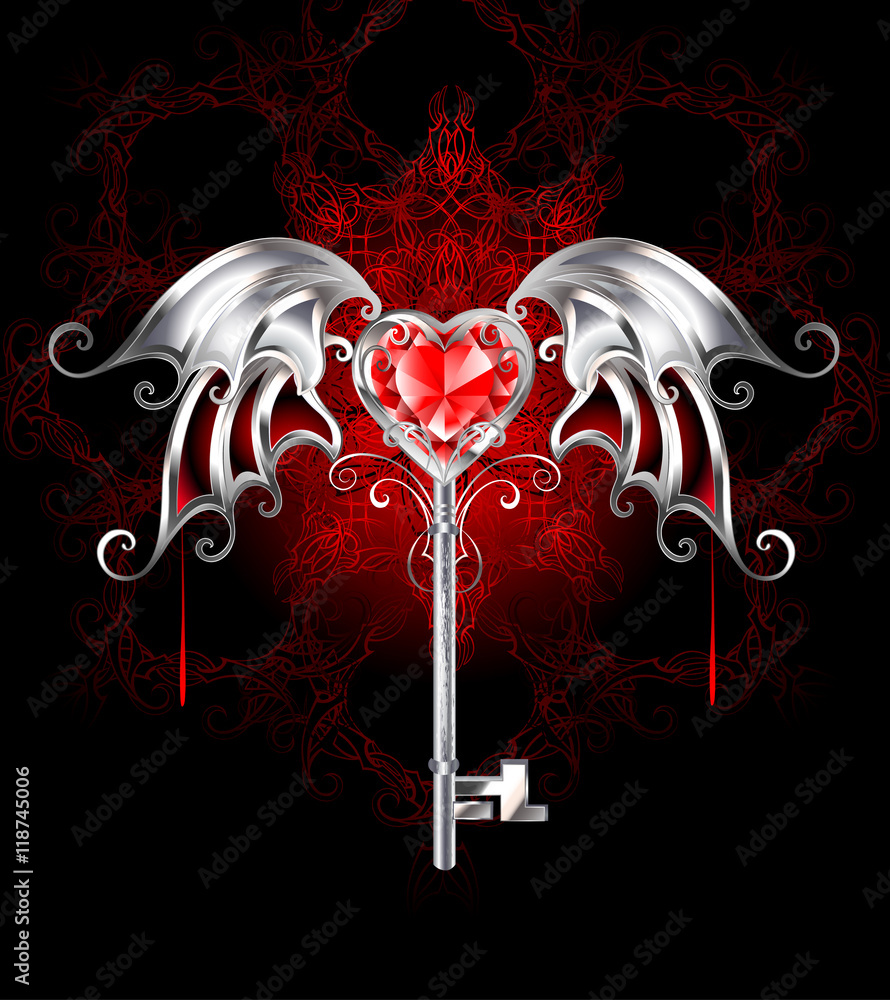key with vampire heart Stock Vector | Adobe Stock