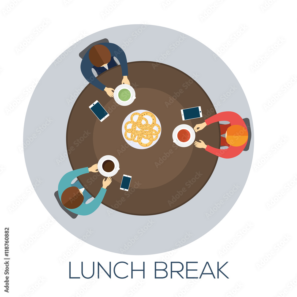 Business people are meeting and eating their lunch. Teamwork during ...
