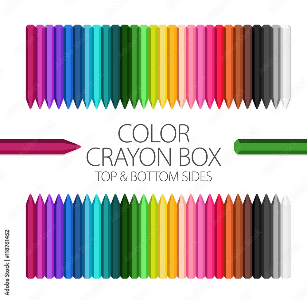 Full Color Crayon Box Vector Set with top and bottom sides Stock Vector ...