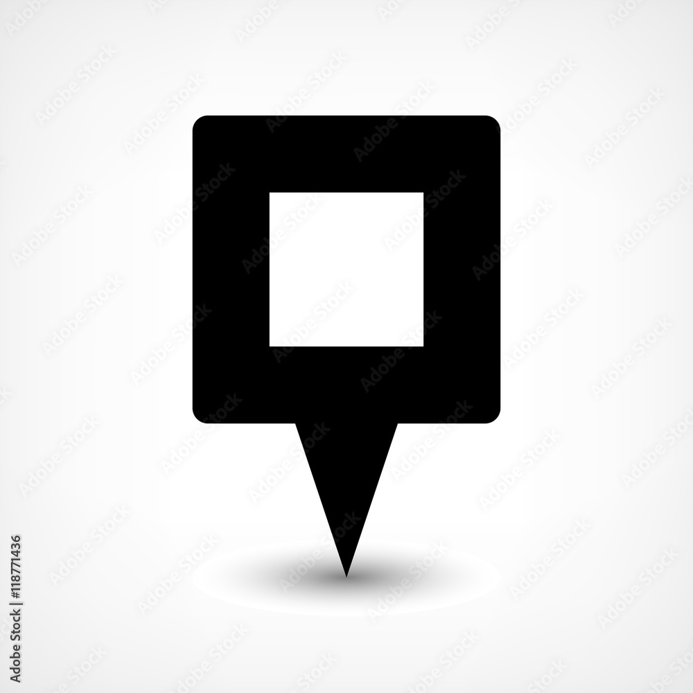 Black blank map pin flat location sign square icon Stock Vector | Adobe ...