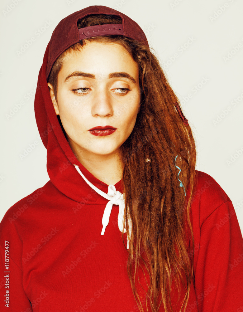 real caucasian woman with dreadlocks hairstyle funny cheerful faces on ...
