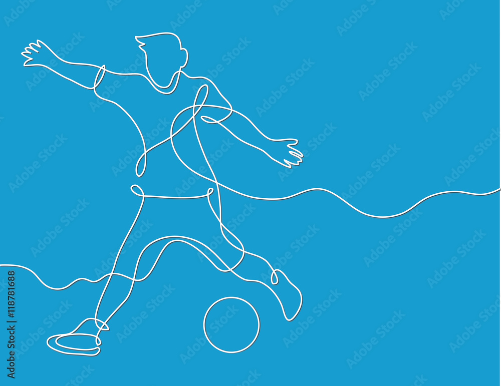 continuous line drawing of soccer player Stock Illustration | Adobe Stock