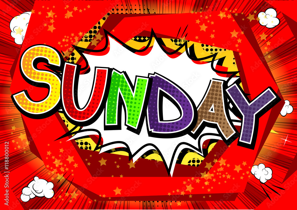 Sunday - Comic book style word. Stock Vector | Adobe Stock