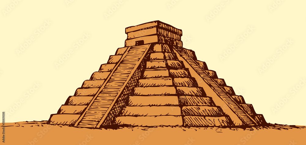 Temple of the Aztecs. Vector drawing Stock Vector | Adobe Stock