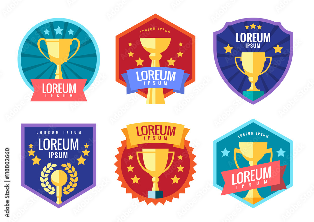 Cup winner logo. Emblems set. Stock Vector | Adobe Stock