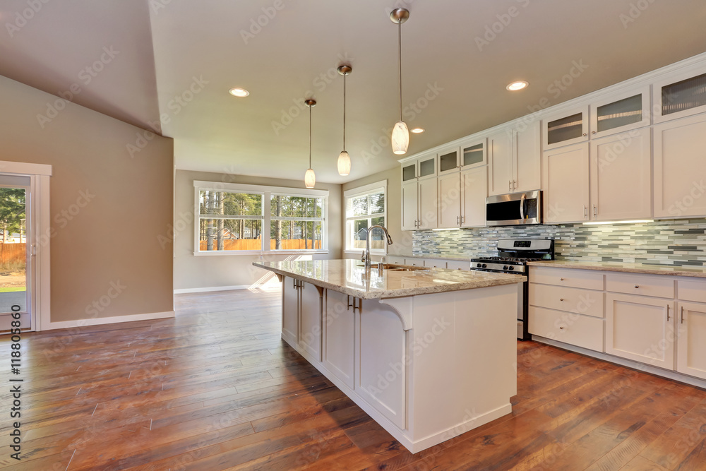 Outlook at the luxury modern kitchen in a brand new house. Stock Photo ...