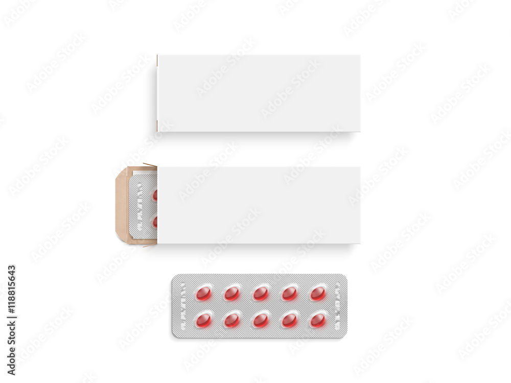 Blank white pill box design mockup set, isolated, 3d illustration ...