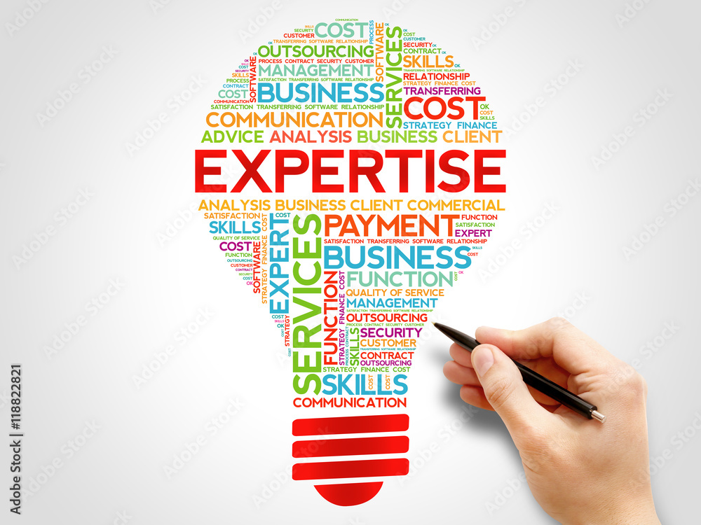 Expertise bulb word cloud collage, business concept background Stock Photo | Adobe Stock