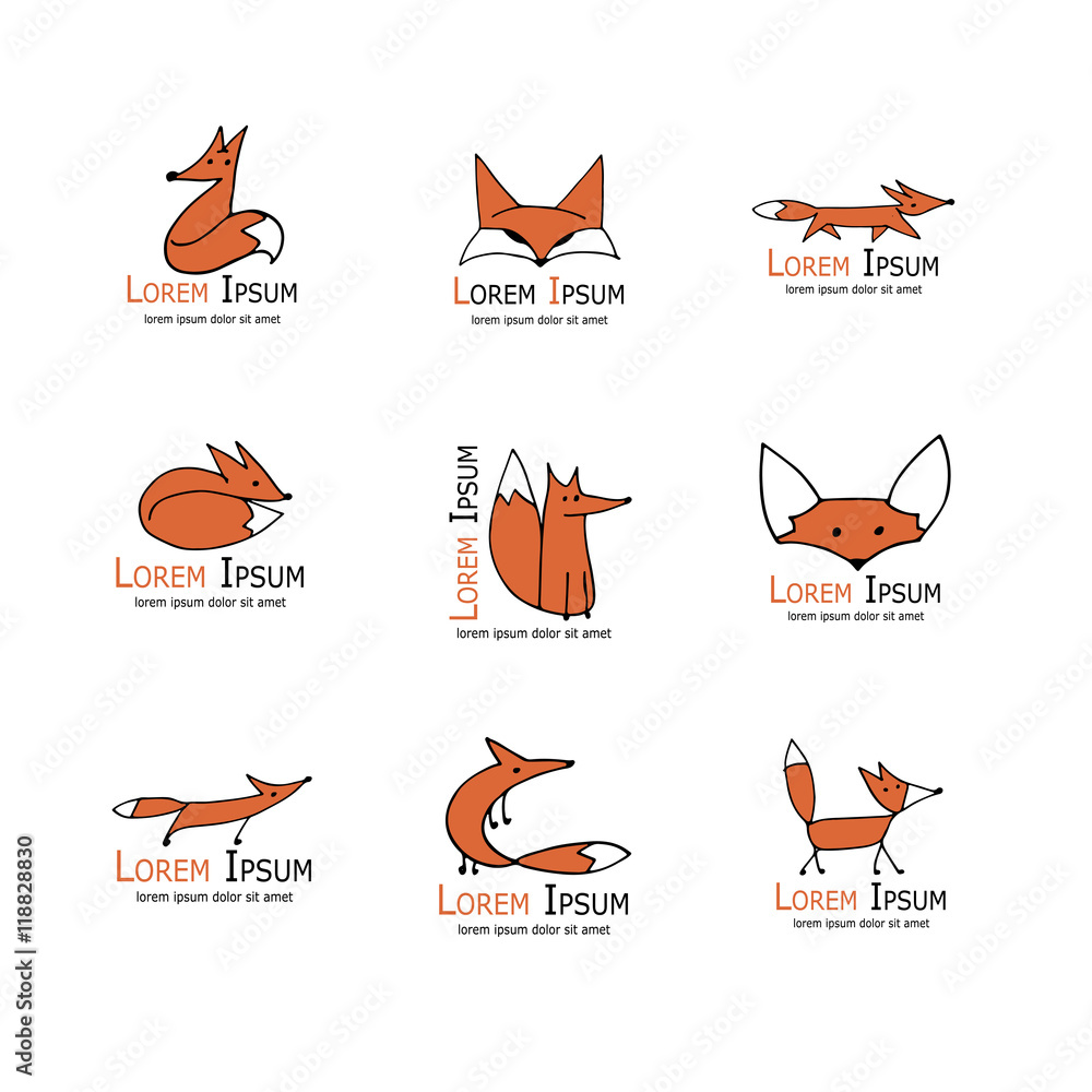 Fox icons, collection for your design Stock Vector | Adobe Stock