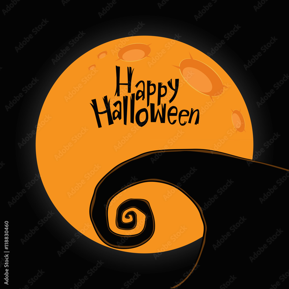 Halloween background with haunted hill, full moon. Cartoon vector ...