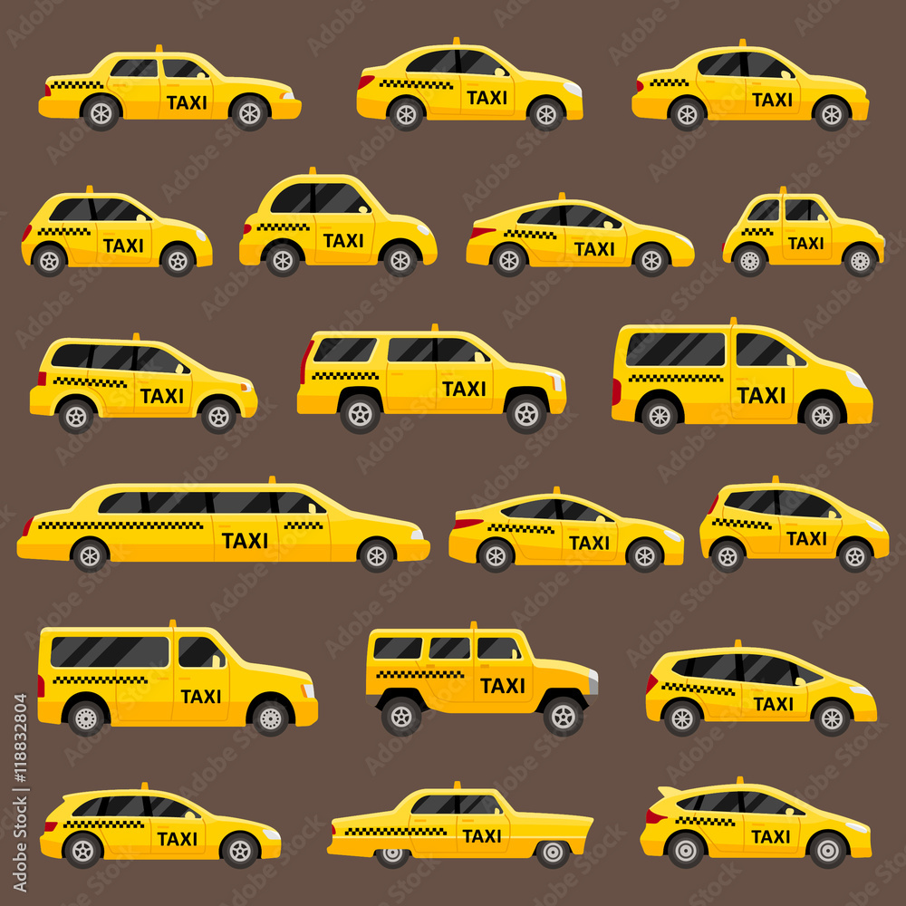 Taxi types vector set Stock Vector | Adobe Stock