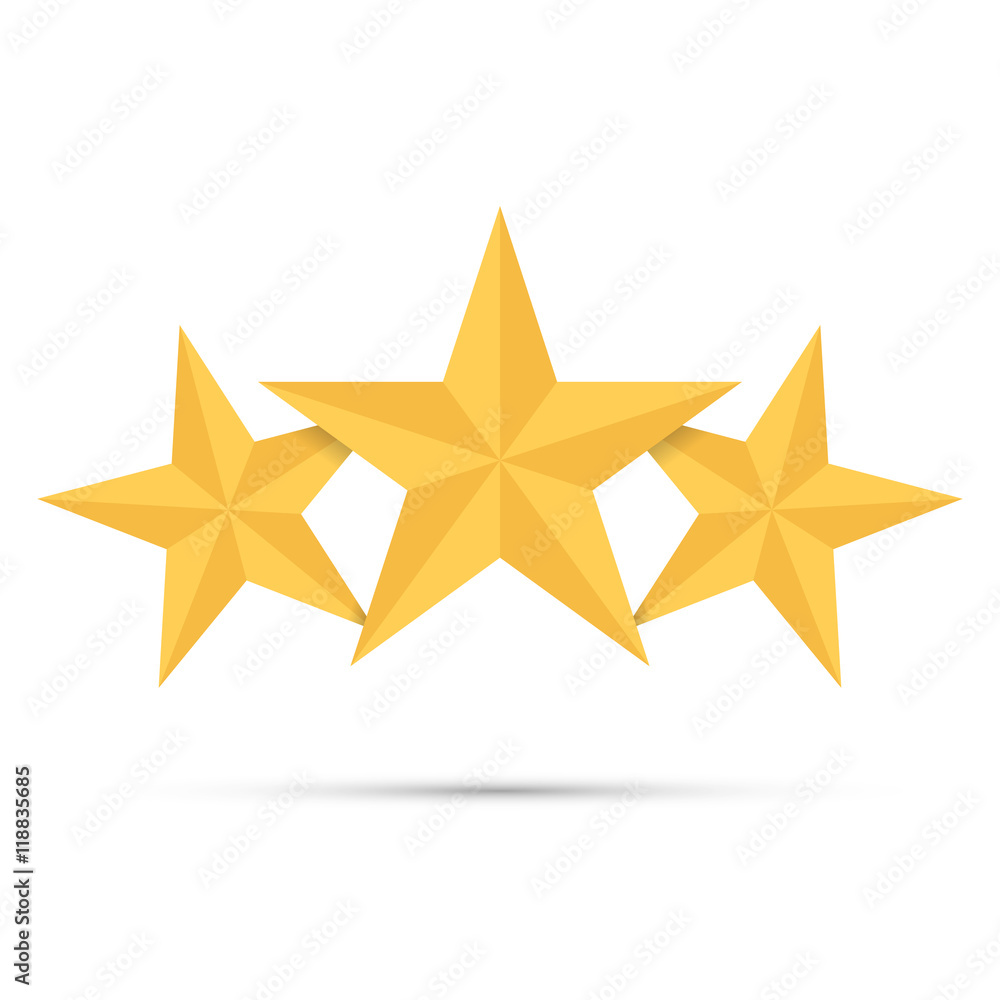 Three gold stars. Award winner. Best reward. Vector illustration Stock ...