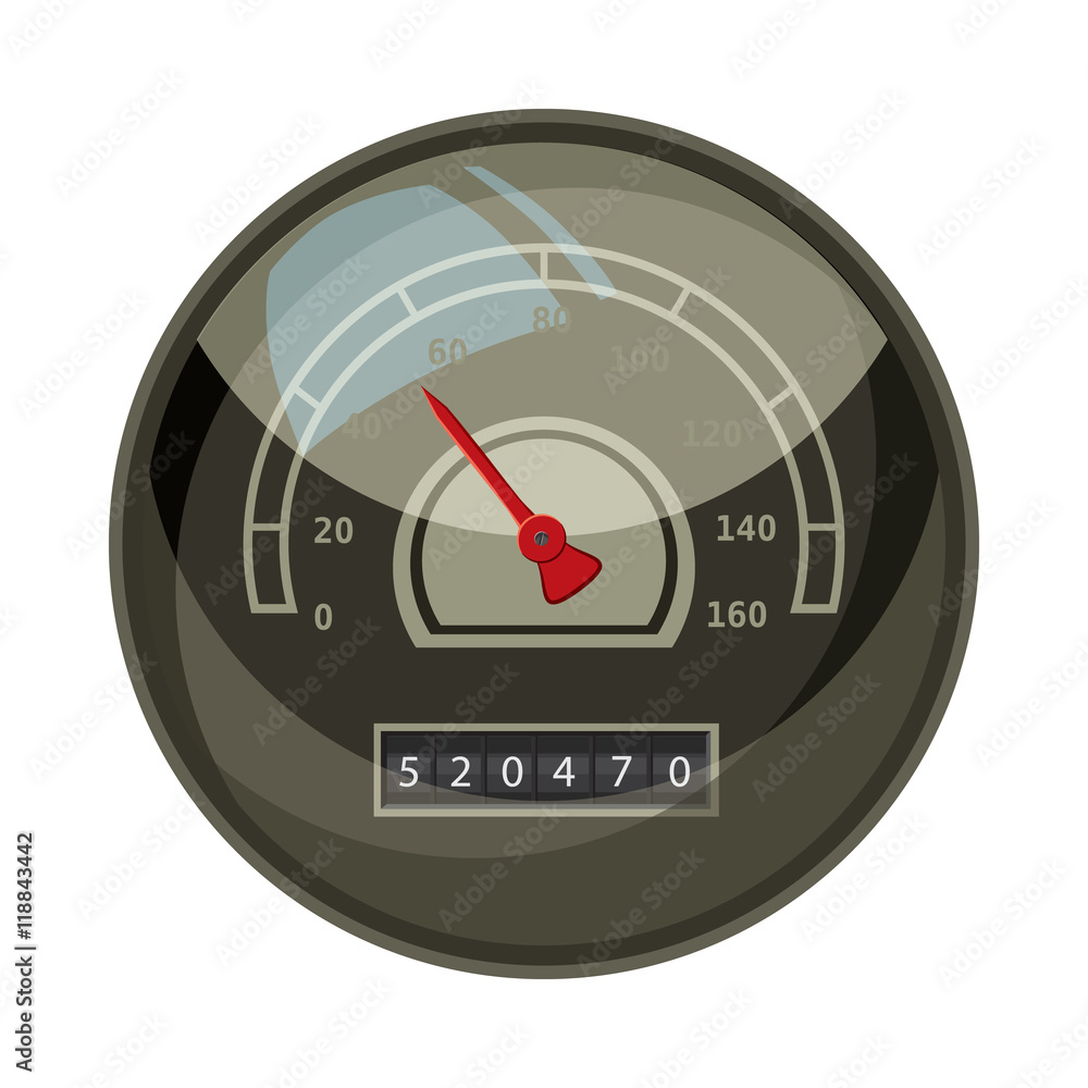 Speedometer with red arrow for car icon in cartoon style isolated on ...