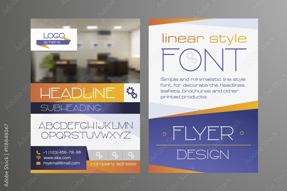 Flyer template, vector with simple and minimalistoc font. Leaflet cover ...