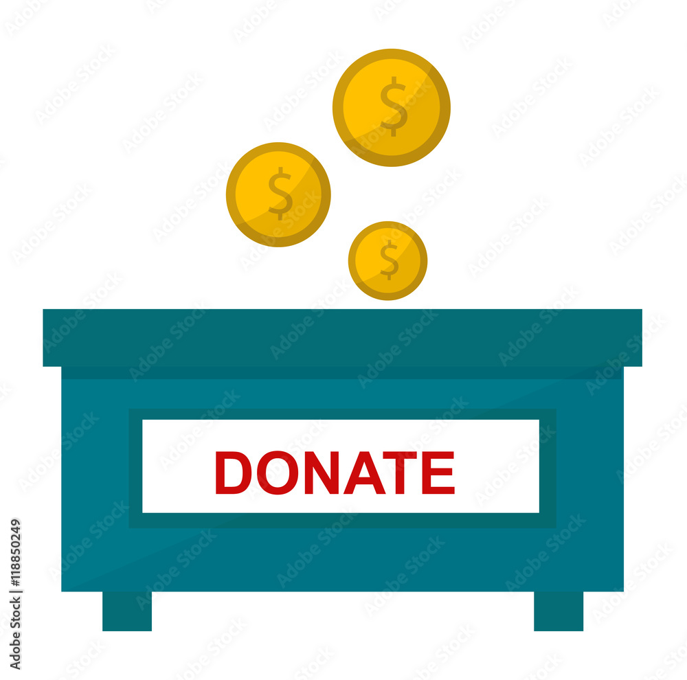 Simple donate button vector icon. Color card beautiful emoticon symbol ...