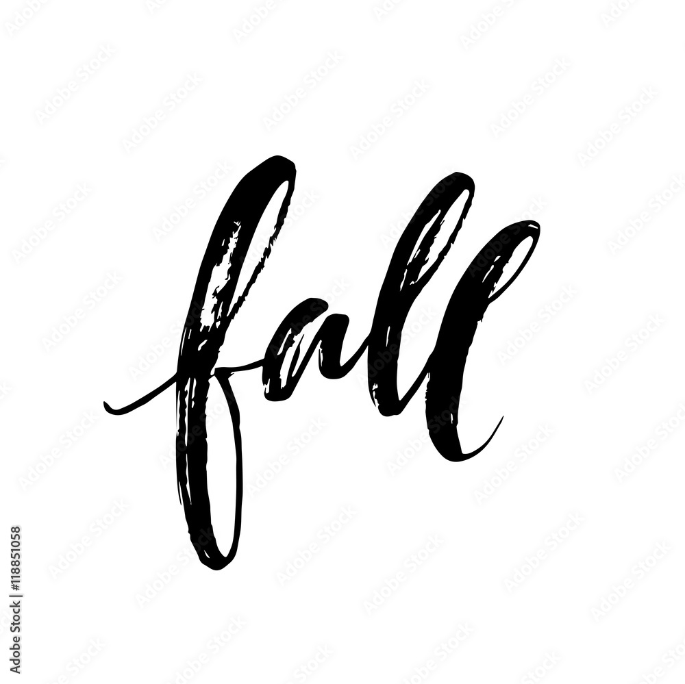 Fall Modern calligraph card. Hand drawn lettering design. Ink ...