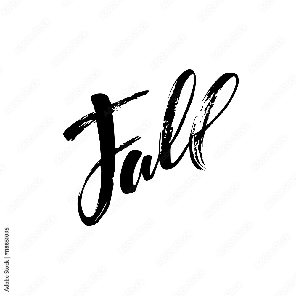 Fall Modern calligraph card. Hand drawn lettering design. Ink ...