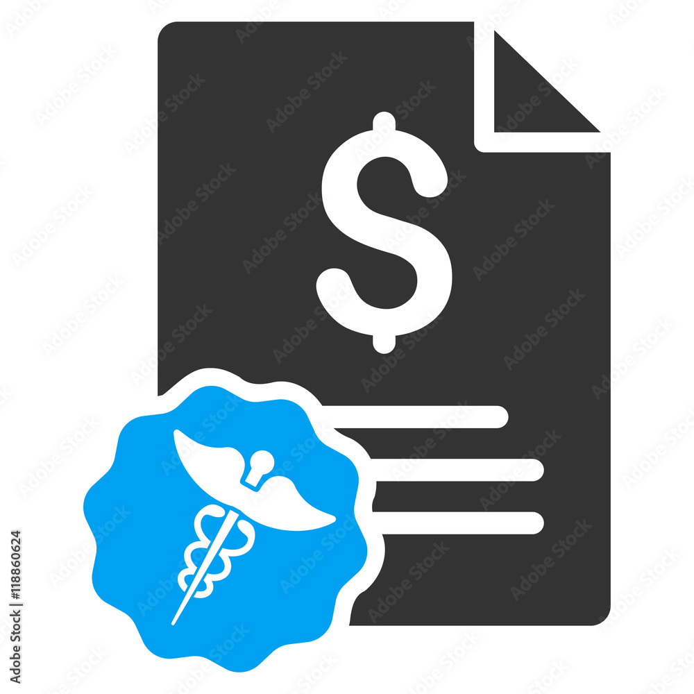 Medical Invoice icon. Vector style is bicolor flat iconic symbol with ...
