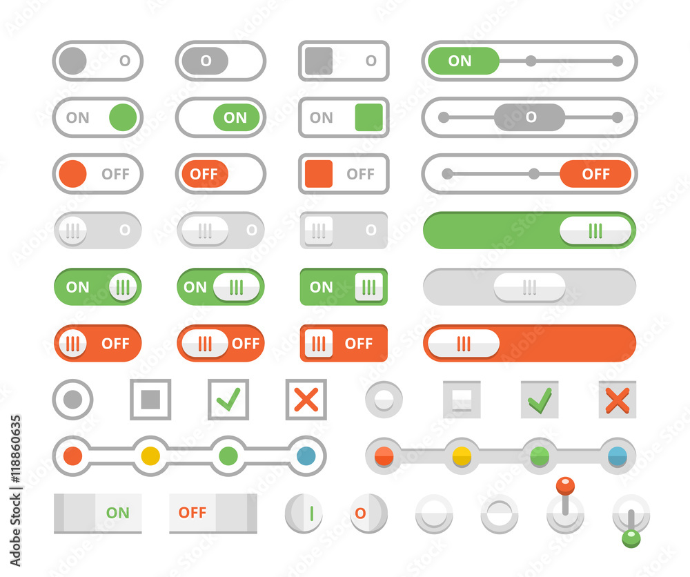Poster On and off toggle switches, elements of user interface vector ...