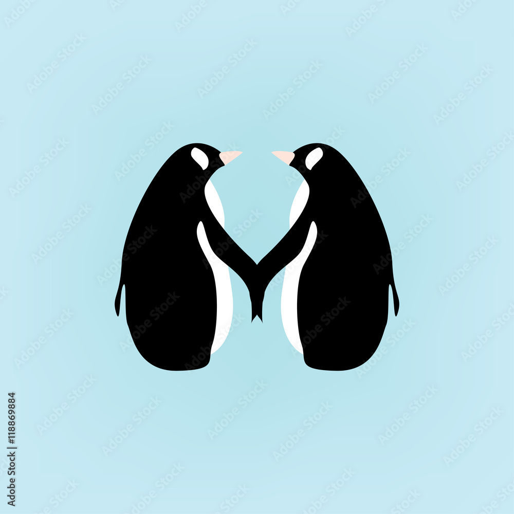 Penguins Holding Hands