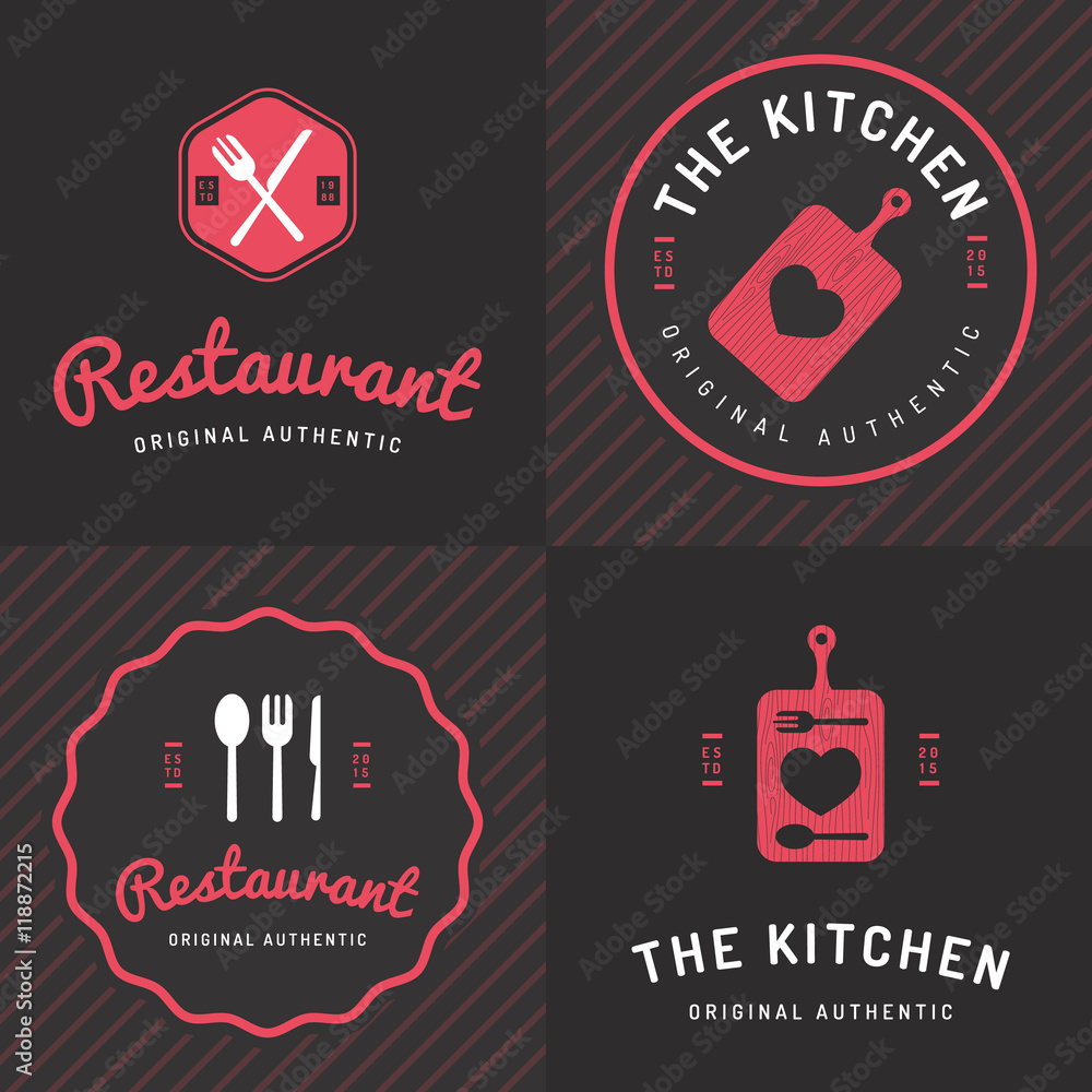 Set of badges, labels and logos for food restaurant, foods shop and ...