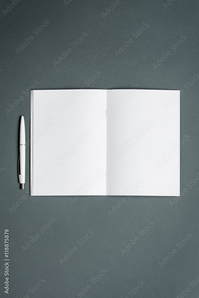 Mock-up business notebook. Gray background. Stock Photo | Adobe Stock