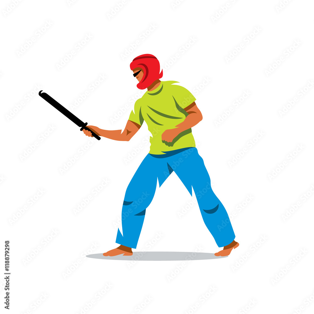 Vector Japanese martial art Chanbara Cartoon Illustration. Stock Vector ...