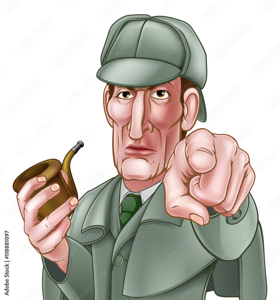 Sherlock Holmes Pointing Cartoon Stock Vector | Adobe Stock