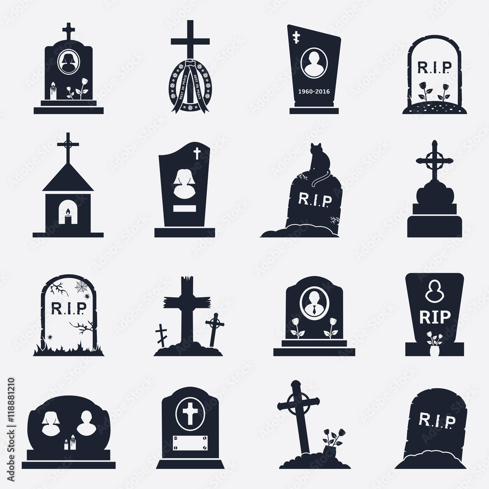 Grave icons set. Vector illustration. Stock Vector | Adobe Stock