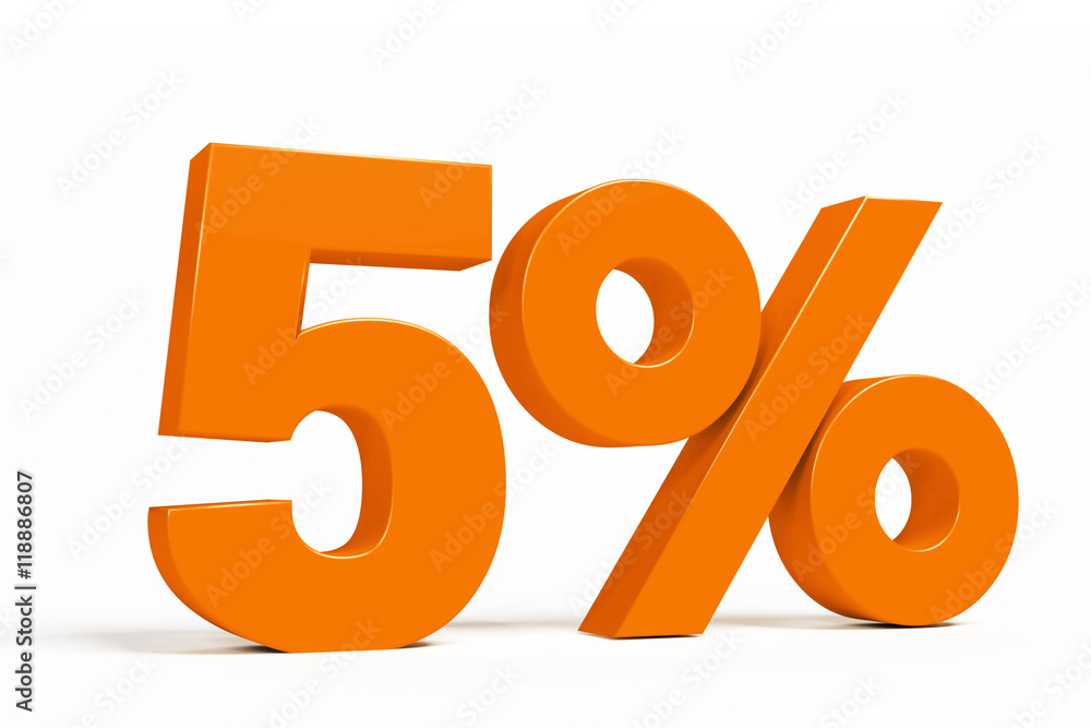 Orange 3d 5 % percent text on white background for autumn sale ...