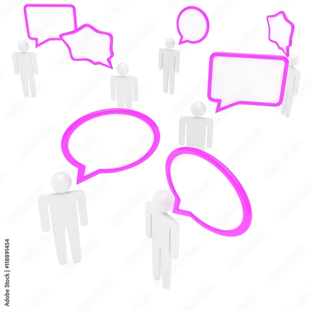 people with talk bubbles isolated over a white background. 3d rendering ...