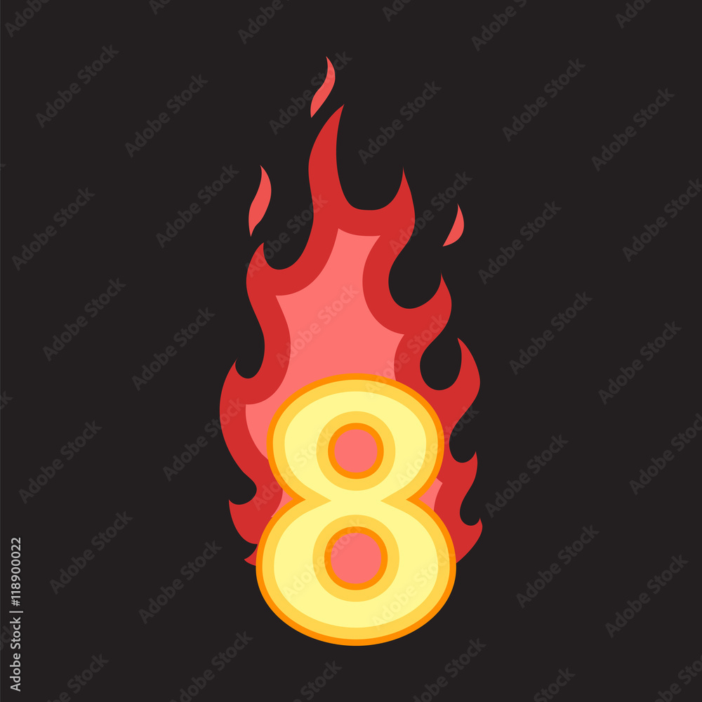 Flaming Number eight Stock Vector | Adobe Stock