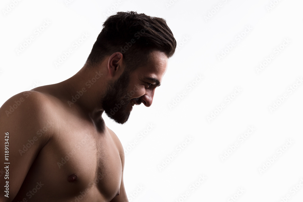 Man Looking Down Smiling