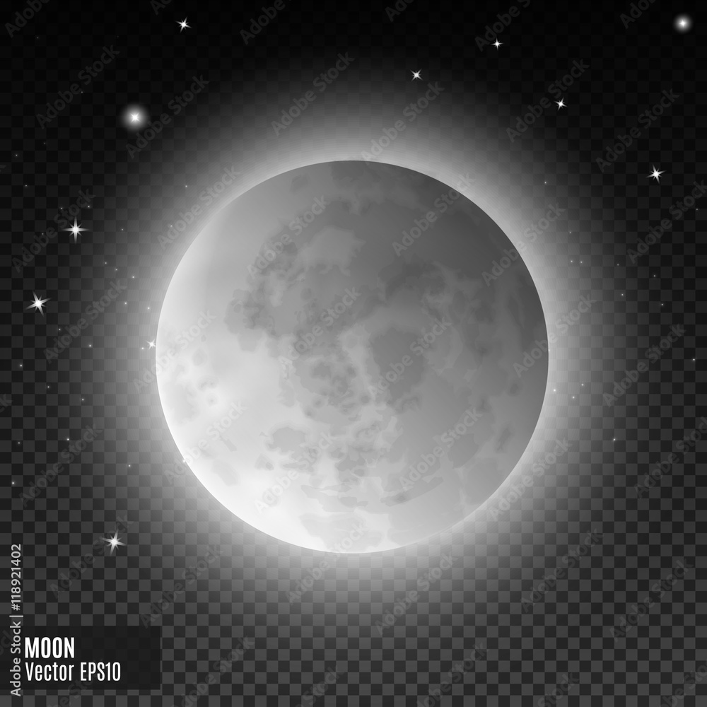 Realistic detailed full blue moon isolated on transparent background ...