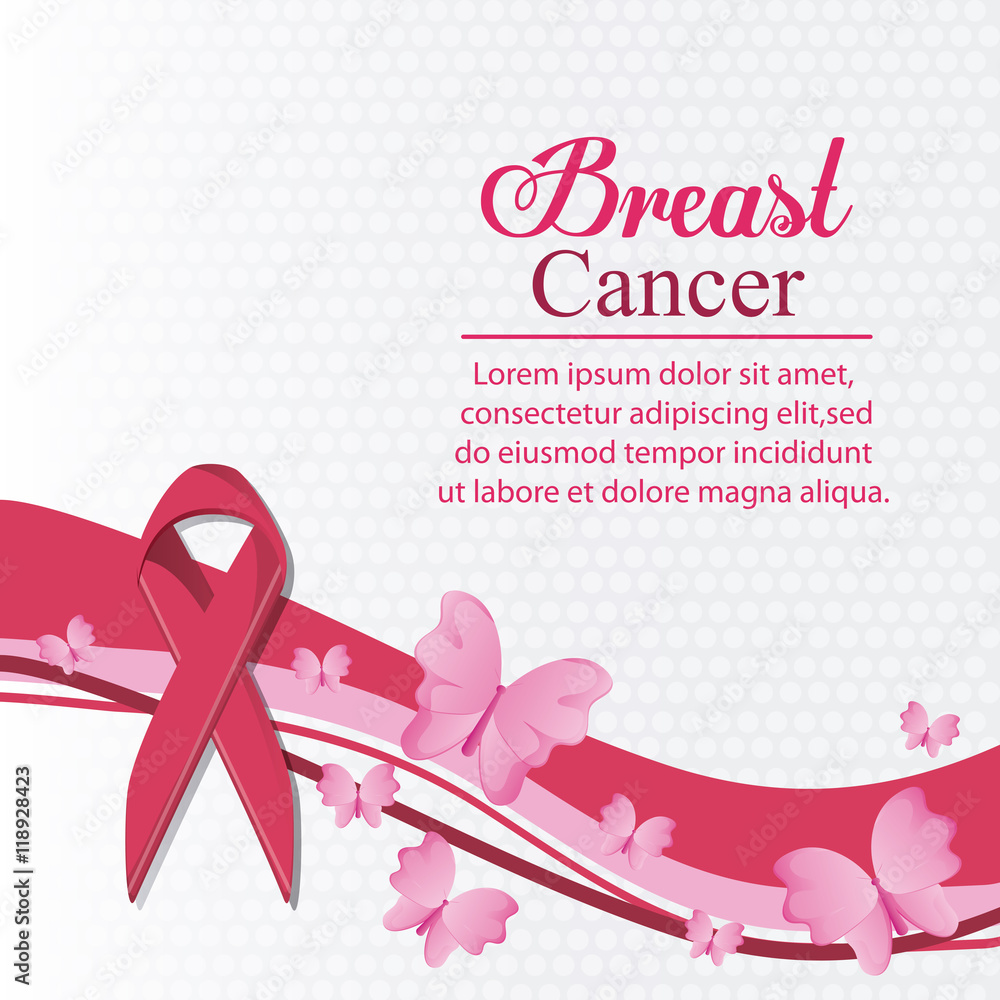 ribbon butterfly breart cancer awareness campaign foundation icon. Pink ...
