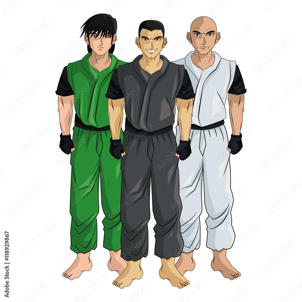 man boy young anime manga comic cartoon fight game icon. Colorful and ...