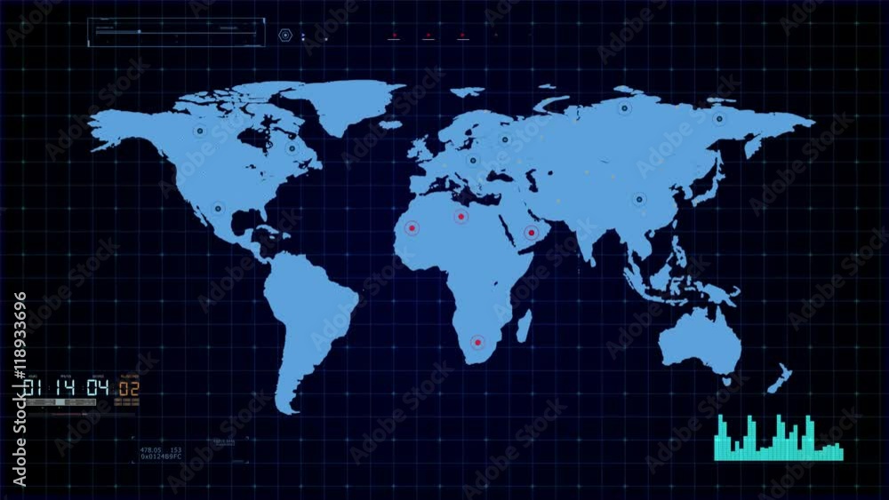 Futuristic world map design Stock Video | Adobe Stock