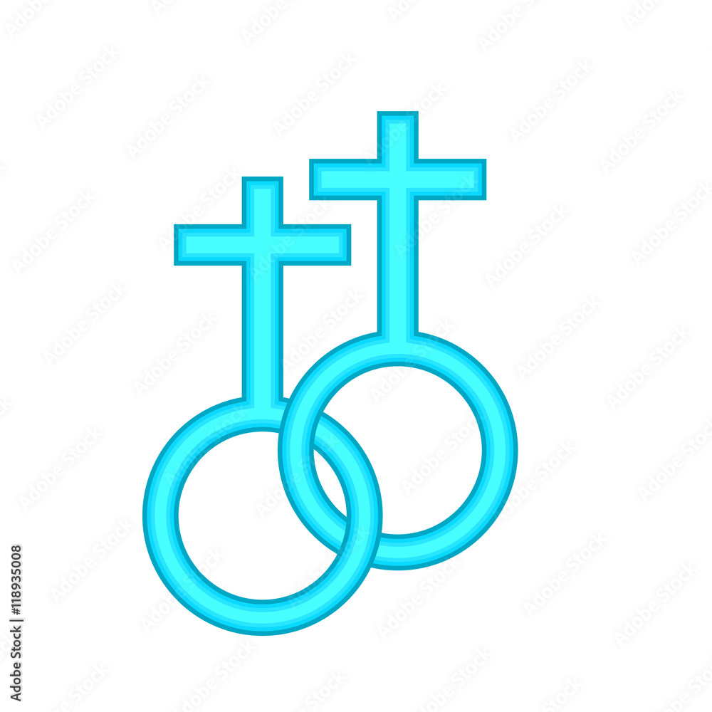 Two female sign icon in cartoon style isolated on white background ...