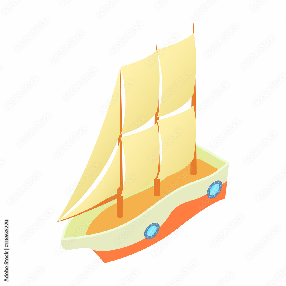 Speed boat icon in cartoon style isolated on white background. Sea ...