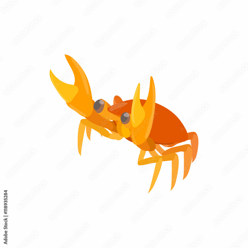 Crab icon in cartoon style isolated on white background. Crustaceans ...