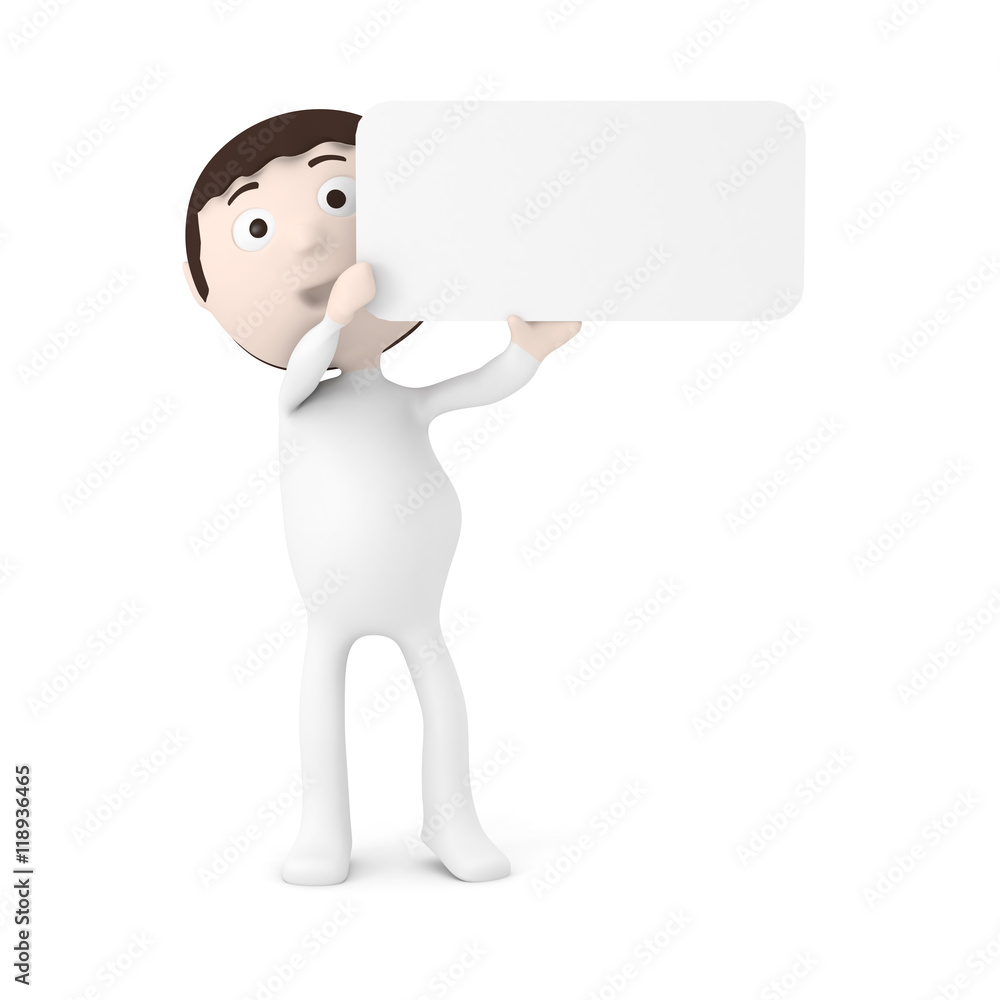 Cartoon Character Man Holding Empty Blank Board Stock Illustration ...