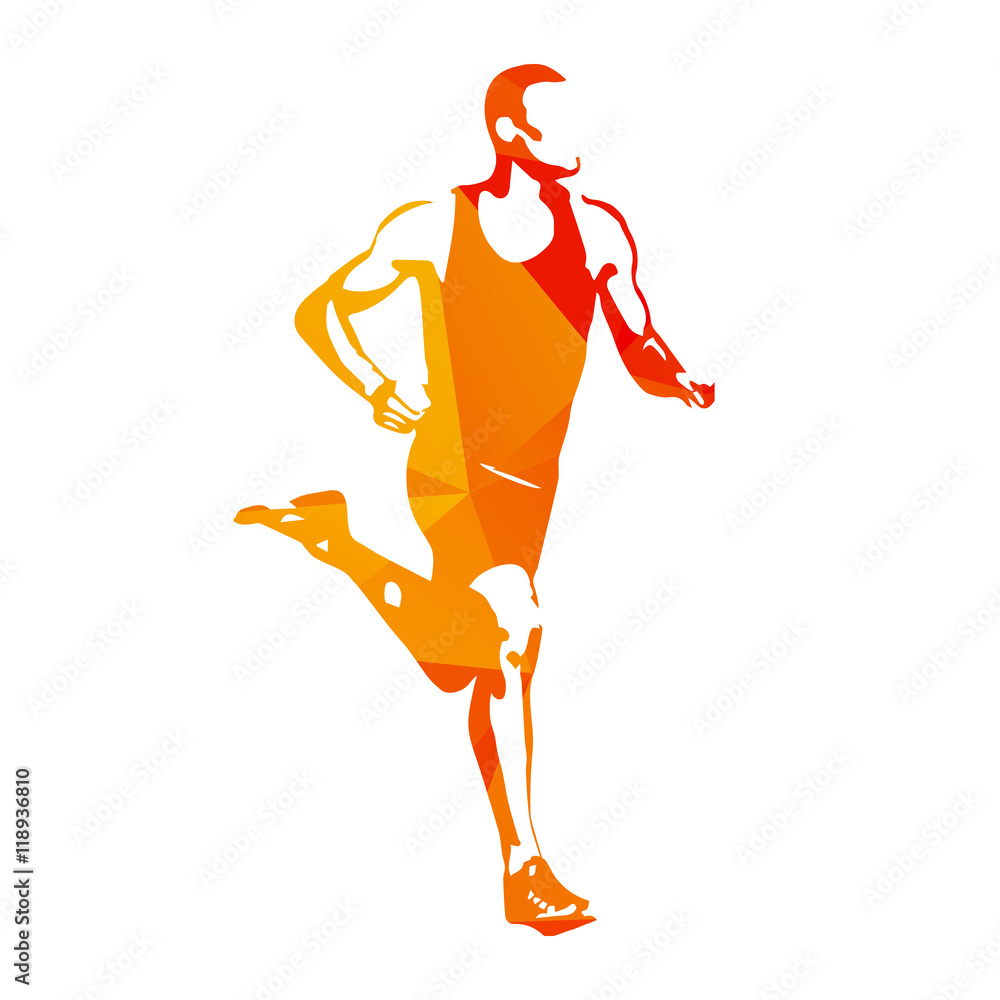 Abstract orange vector runner. Running man, vector isolated illu Stock ...