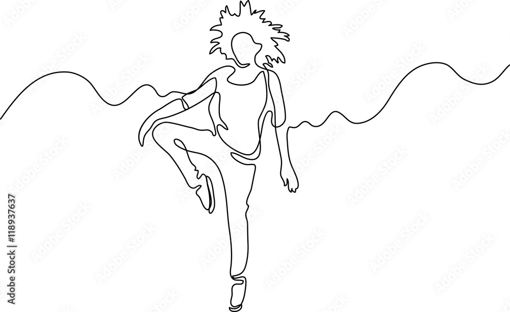 continuous line drawing of dancing woman Stock Illustration | Adobe Stock
