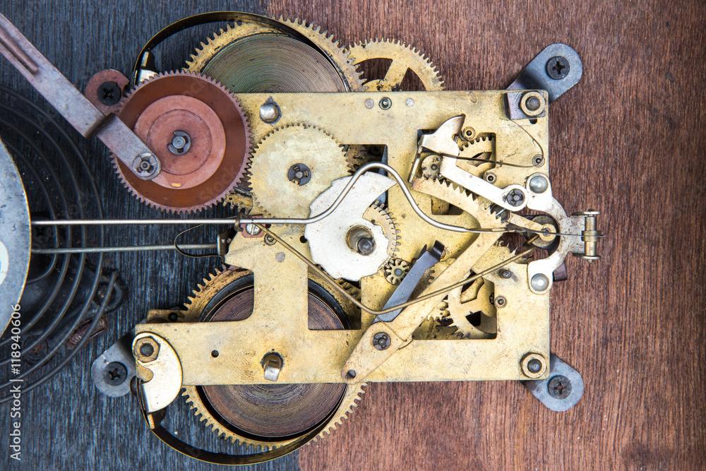 Antique clock winding mechanism. Stock Photo | Adobe Stock