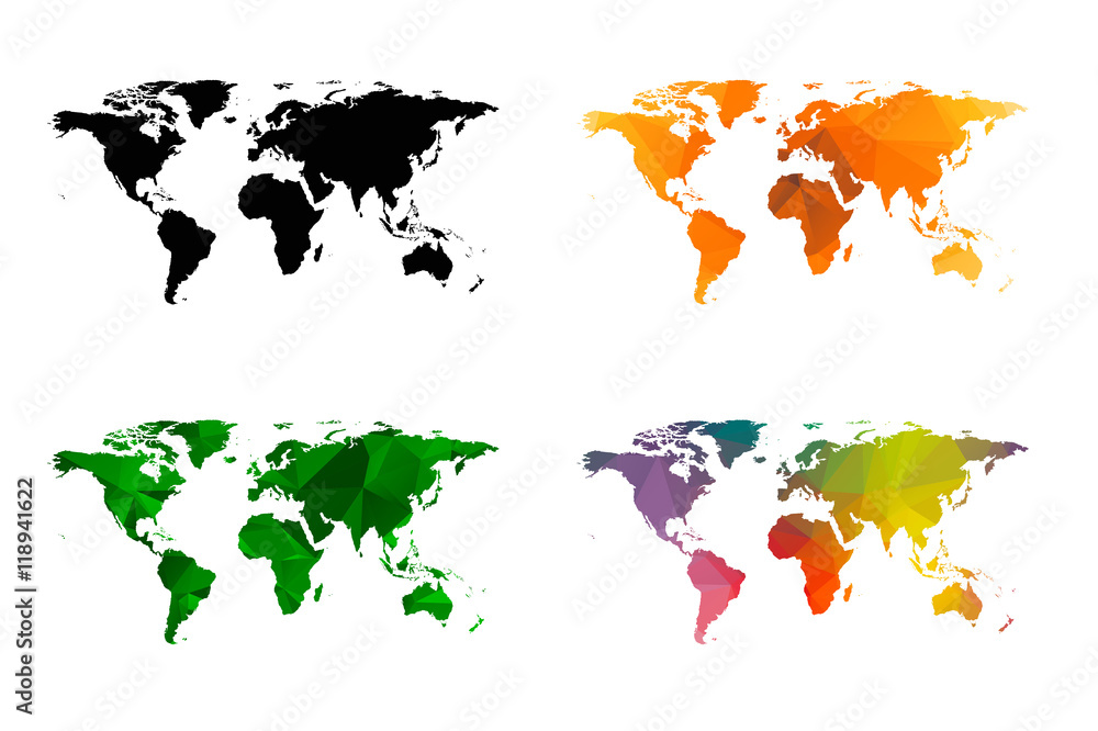 four maps of the world เวกเตอร์สต็อก | Adobe Stock